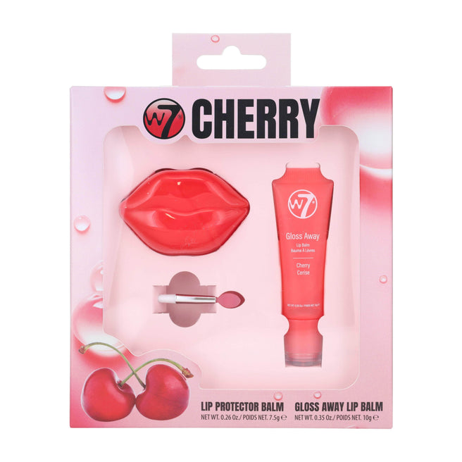 W7 Lip Care Gift Set Kit - Balm & Mask Applicator Set - Cherry - W7 Makeup